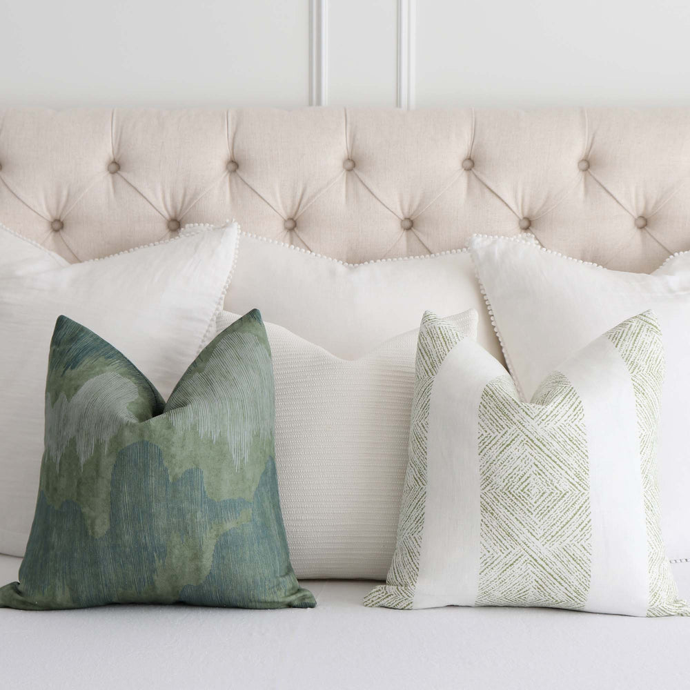 Kelly Wearstler Cascadia Jadestone Green Linen Throw Pillow Cover - Chloe & Olive