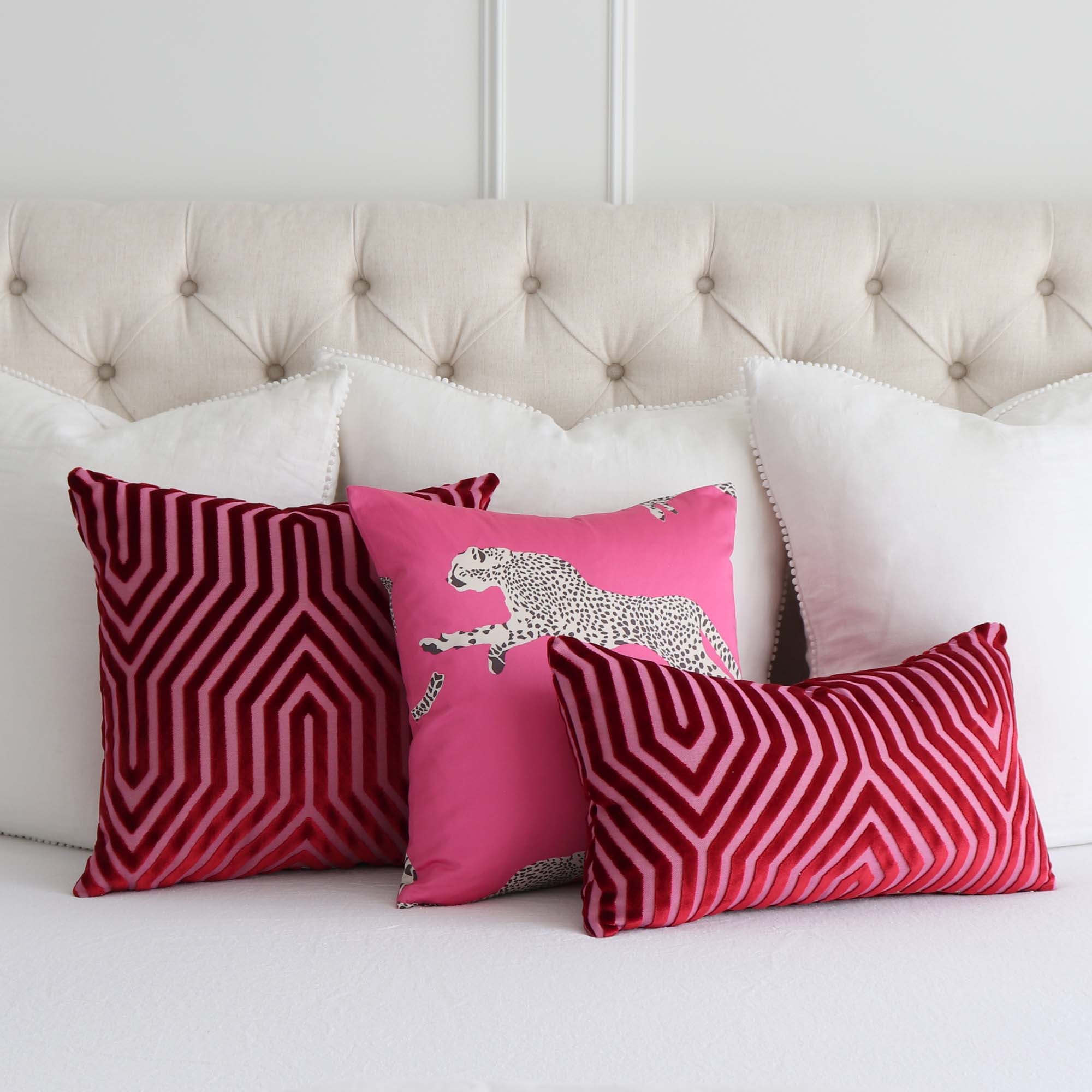 Vanderbilt Pink Fuchsia Cut-Velvet Pillow Cover | Chloe and Olive ...