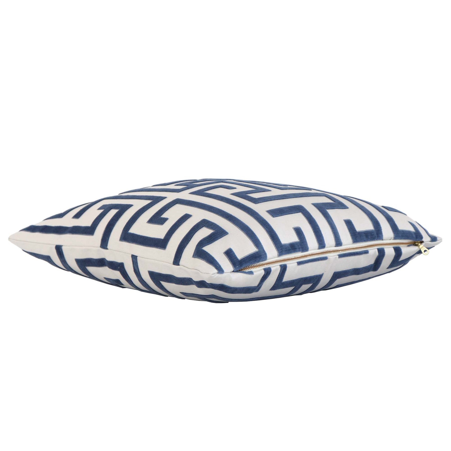 Thibaut Ming Trail Velvet Navy Blue Throw Pillow | Greek Key Pattern ...